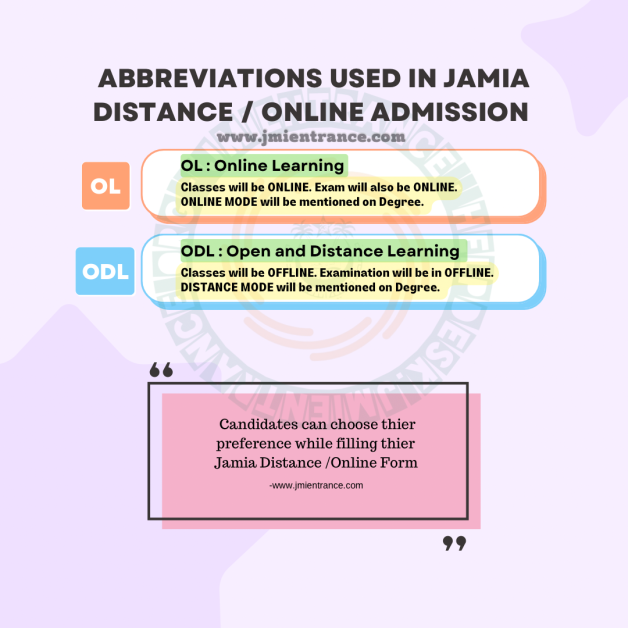 Difference Between OL & ODL | Jamia Distance | Abbreviations